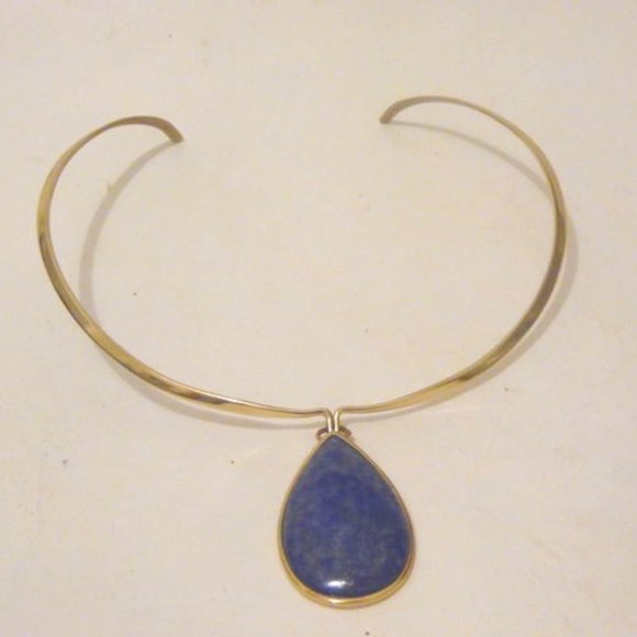 Studio Barse | Jewelry | Studio Barse Lapis Bronze Collar Drop Necklace ...